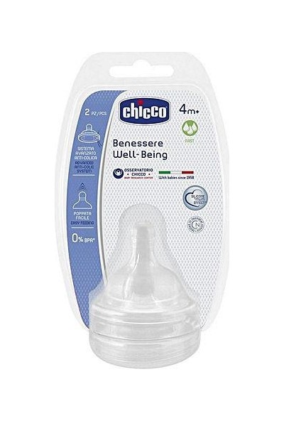 Chicco Wellbeing Biberon Emziği 4 ay+ Hızlı Akış 2'li Silikon Chicco Wellbeing Biberon Emziği 4 ay+ Hızlı Akış 2'li Silikon