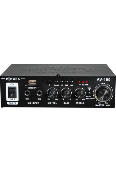 Nwork Av-100 Usb/Sd 2 X 20W 4-8 Ohm Amplifikatör Nwork Av-100 Usb/Sd 2 X 20W 4-8 Ohm Amplifikatör