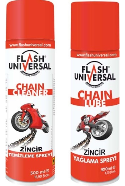 2 Li Set Flash Universal Zincir Temizleme Ve Yağlama Spreyi 500 Ml 2 Li Set Flash Universal Zincir Temizleme Ve Yağlama Spreyi 500 Ml