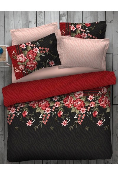 Örtüm Uyku Seti Çift Kişilik-Zebragül Kırmızı