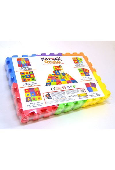 Matrax Oyuncak Eva Puzzle 12 x 12 cm x 7 mm Harfler Ve Sayılar