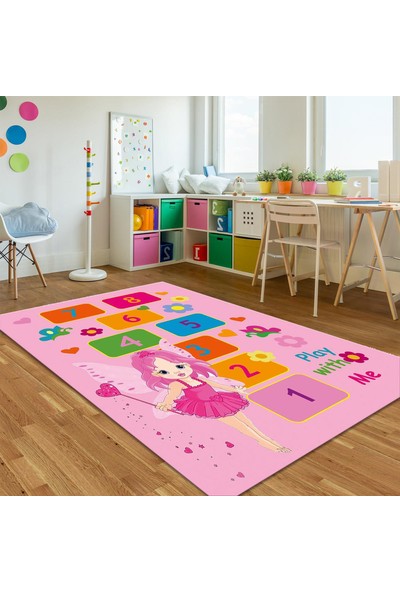 RugRita Sek Sek Desenli Kaydırmaz Taban Çocuk Halısı