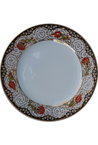 Armada Çini Prt 52 25 Cm Siyah Altın Yaldızlı Lale Karanfil Desenli Porselen Kaligrafi Çini Tabak Armada Çini Prt 52 25 Cm Siyah Altın Yaldızlı Lale Karanfil Desenli Porselen Kaligrafi Çini Tabak