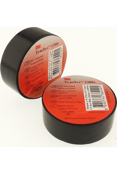 3M Temflex Pvc Elektriksel İzolasyon Bandı (10 Adet) Siyah