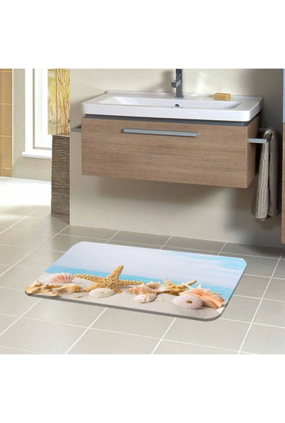 Else Deniz Yıldızı Sahil 3D Modern Dekoratif Klozet Banyo Paspası