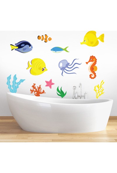 Tilki Dünyası Deniz Yaşamı Duşakabin ve Banyo Sticker