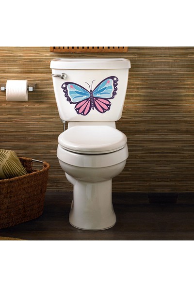 Tilki Dünyası Renkli Şirin Kelebek Klozet Kapağı ve Banyo Sticker Tilki Dünyası Renkli Şirin Kelebek Klozet Kapağı ve Banyo Sticker
