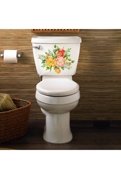 Tilki Dünyası Renkli Çiçekler ve Gül Klozet Kapağı ve Banyo Sticker Tilki Dünyası Renkli Çiçekler ve Gül Klozet Kapağı ve Banyo Sticker