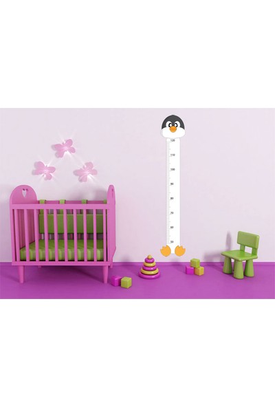 Tilki Dünyası Sevimli Penguen Boy Cetveli Duvar Sticker