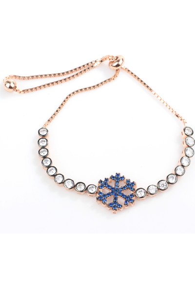 Nusret Takı 925 Ayar Gümüş Ayarlanabilir Su Yolu Kar Tanesi Bilezik