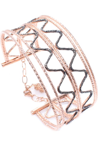 Nusret Takı 925 Ayar Rose Gümüş Çift Sıra Çatçat Bilezik Nusret Takı 925 Ayar Rose Gümüş Çift Sıra Çatçat Bilezik