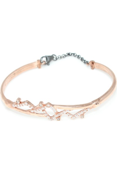 Nusret Takı 925 Ayar Rose Gümüş Taşlı Zikzak Bilezik Nusret Takı 925 Ayar Rose Gümüş Taşlı Zikzak Bilezik