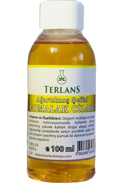 Terlans Ağartılmış Şeffaf Gomalak Cilası 100 ml - Bleached Shellac Terlans Ağartılmış Şeffaf Gomalak Cilası 100 ml - Bleached Shellac