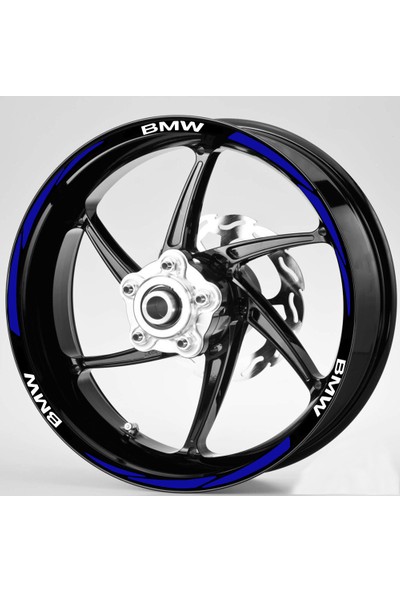 Çınar Extreme Beyaz BMW Yazılı 3 Parçalı Reflektif Mavi BMW Jant Şeridi Sticker