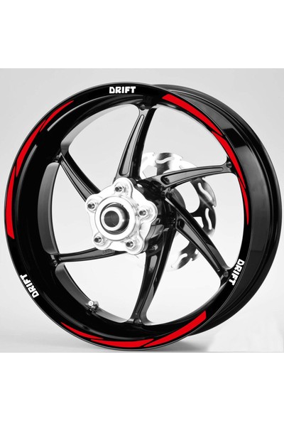 Çınar Extreme Beyaz Drift Yazılı 3 Parçalı Reflektif Kırmızı Mondial Jant Şeridi Sticker