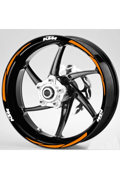 Çınar Extreme Beyaz Ktm Yazılı 3 Parçalı Reflektif Turuncu KTM Jant Şeridi Sticker