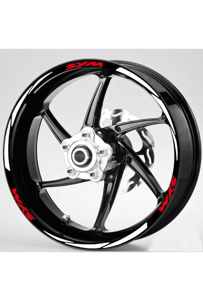 Çınar Extreme Kırmızı Sym Yazılı 3 Parçalı Reflektif Beyaz [Gri] SYM Jant Şeridi Sticker