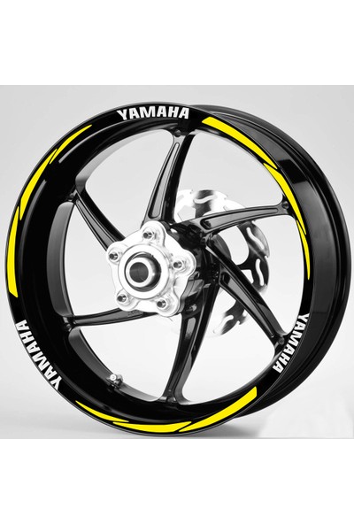 Çınar Extreme Beyaz Yamaha Yazılı 3 Parçalı Floresan Sarı Yamaha Jant Şeridi Sticker