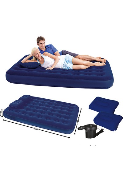 Bestway Çift Kişilik Şişme Yatak Elektrikli Pompa + Yastık Bw 225