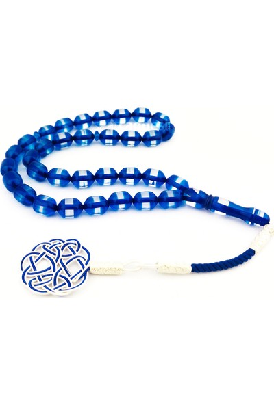 Pigado Gümüş Kazaz Püskül Mavi Sürmeli Kapsül Kesim Toz Kehribar Tesbih