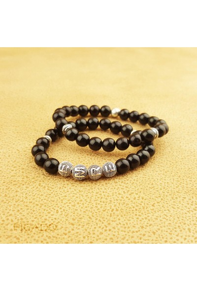 Pigado İsme Özel Oltu Taşı Bileklik Seti