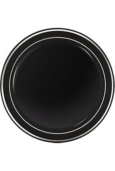 Roll-Up Porselen Görünümlü Plastik Tabak Gümüş Yaldızlı Siyah 19 cm