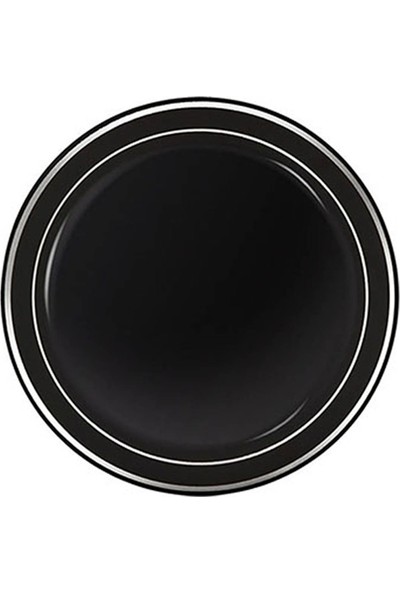 Roll-Up Porselen Görünümlü Plastik Tabak Gümüş Yaldızlı Siyah 26 cm