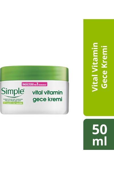 Simple Hassas Ciltlere Uygun Vital Vitamin Gece Kremi 50 Ml