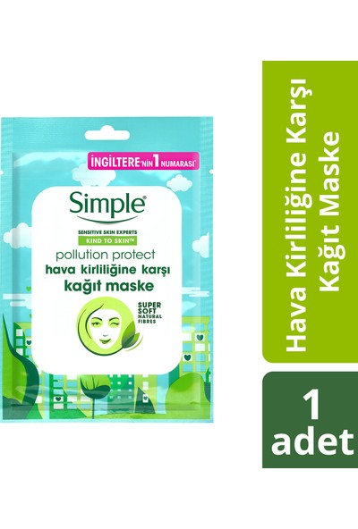 Simple Kind To Skin Hassas Ciltlere Uygun Protect Hava Kirliliğine Karşı Kağıt Maske 21 Ml Simple Kind To Skin Hassas Ciltlere Uygun Protect Hava Kirliliğine Karşı Kağıt Maske 21 Ml
