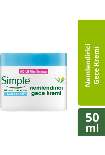Simple Water Boost Kuru Ciltler İçin Nemlendirici Gece Kremi 50 Ml