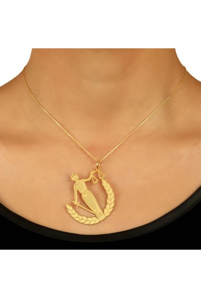 De Hari's Diamond Adalet Tanrıçası Altın Kaplama Kolyesi