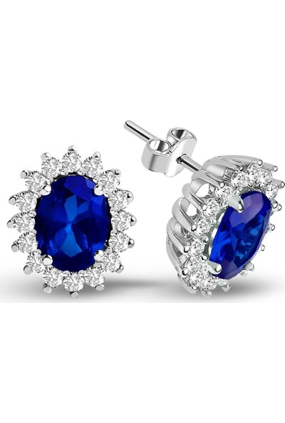 Kuyumcudükkanı Safir Taşlı Klasik Antruaj Gümüş Küpe