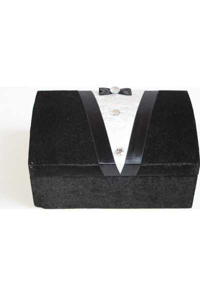 Çeyiz Diyarı Damat Figürlü Kadife Sandık Siyah Çeyiz Diyarı Damat Figürlü Kadife Sandık Siyah