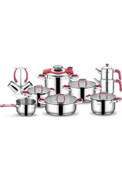 Schafer 18 Parça Compakt Çelik Çeyiz Takımı Gülkurusu