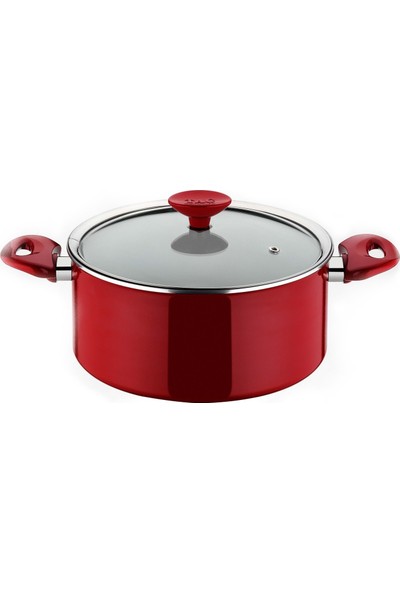 Taç Kırmızı Beyaz Seramik Derin Tencere 24 cm Taç Kırmızı Beyaz Seramik Derin Tencere 24 cm