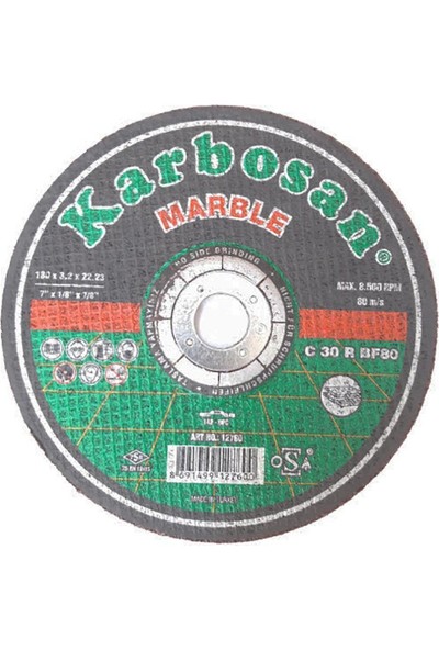 Karbosan Marble Mermer Kesme Diski 180X3,2X22,23 Karbosan Marble Mermer Kesme Diski 180X3,2X22,23