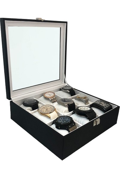 Standmarket Saat Kutusu 9'lu Siyah içi Beyaz