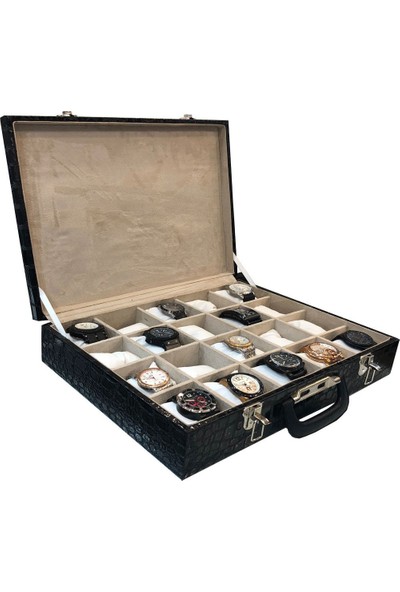 Standmarket Saat Çantası 20'li Camsız Rugan Siyah içi Beyaz