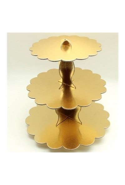 Partici Metalize Altın Kek Standı Partici Metalize Altın Kek Standı