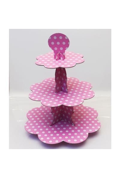 Partici Pembe Puantiyeli Kek Standı Partici Pembe Puantiyeli Kek Standı