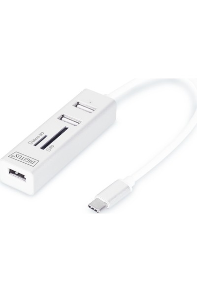 Digitus Usb 2.0 Tip C 3 Port Hub Kart Okuyucu 3 X Usb 2.0. 1 X Sd, 1 X Microsd Kart Yuvası Alüminyum Digitus Usb 2.0 Tip C 3 Port Hub Kart Okuyucu 3 X Usb 2.0. 1 X Sd, 1 X Microsd Kart Yuvası Alüminyum