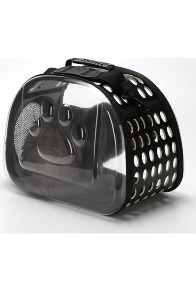 Şeffaf Kedi Köpek Taşıma Çantası 42 x 26 x 35 cm Siyah