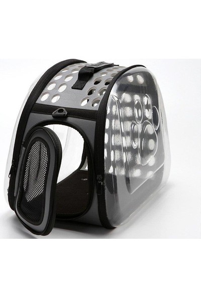 Şeffaf Kedi Köpek Taşıma Çantası 42 x 26 x 35 cm Gri