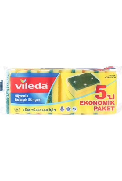 Vileda 5'li Hijyenik Oluklu Bulaşık Süngeri 4 Paket Vileda 5'li Hijyenik Oluklu Bulaşık Süngeri 4 Paket