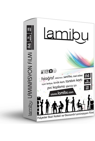 Lamibu A4 Laminasyon Filmi/Poşeti 75 Mikron Parlak (216X303) 100’Lü Lamibu A4 Laminasyon Filmi/Poşeti 75 Mikron Parlak (216X303) 100’Lü