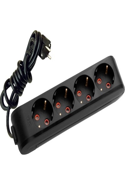 Viko Multi-Let Siyah Dörtlü Priz Topraklı Kablolu Çocuk Korumalı 5 Metre Viko Multi-Let Siyah Dörtlü Priz Topraklı Kablolu Çocuk Korumalı 5 Metre