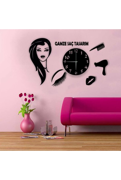 Olur O Zaman Kişiye Özel İnsan Figürlü Bayan Kuaför Dekoratif Duvar Saati