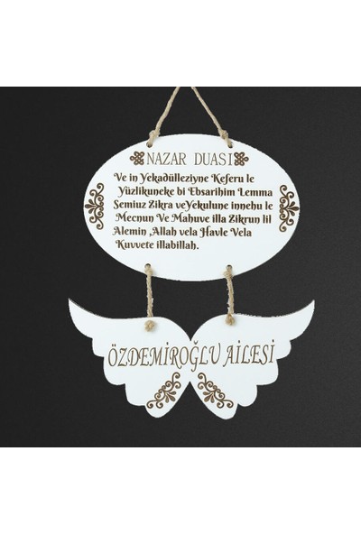 Olur O Zaman Kişiye Özel Nazar Ayetli Melek Kanadı Dekoratif Kapı Süsü