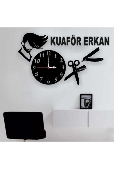 Olur O Zaman Kişiye Özel Erkek Kuaför Dekoratif Duvar Saati