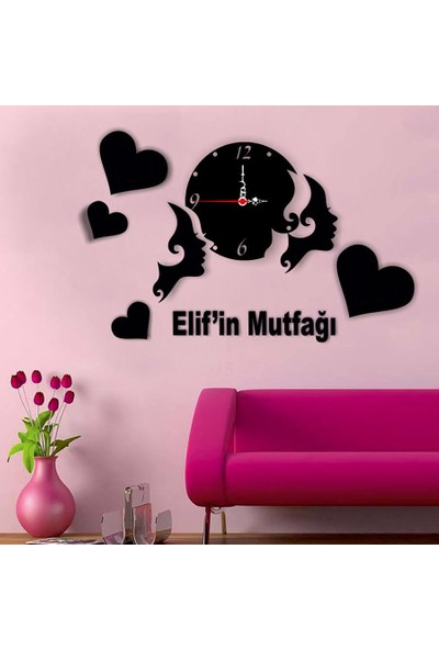 Olur O Zaman Kişiye Özel Kalpli Mutfak Dekoratif Duvar Saati